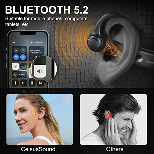 CelsusSound Bone Conduction Headphones with Noise-Canceling MIC, Bluetooth Waterproof Sport Headphones, Open Ear Stereo Headphones up to 10H Playtime, Wireless Headset for Running and Workout