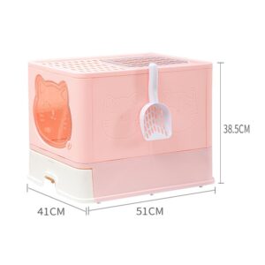 Meikuler Cat Litter Box Large Litter Pan for Cats Foldable Litter Boxes Comes with Cat Litter Scoop (UPG-Pink)