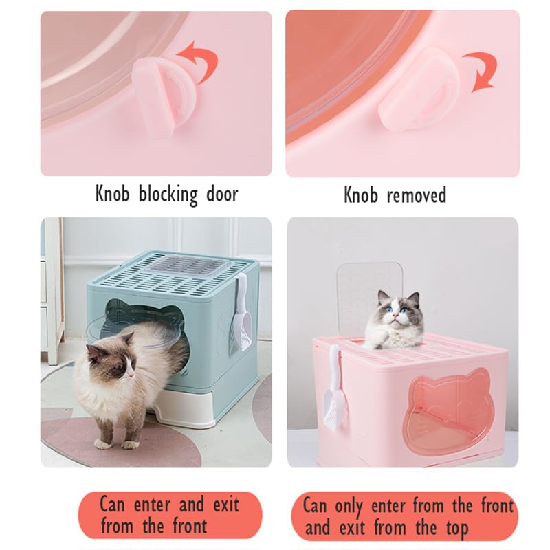 Meikuler Cat Litter Box Large Litter Pan for Cats Foldable Litter Boxes Comes with Cat Litter Scoop (UPG-Pink)