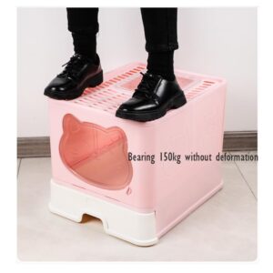 Meikuler Cat Litter Box Large Litter Pan for Cats Foldable Litter Boxes Comes with Cat Litter Scoop (UPG-Pink)