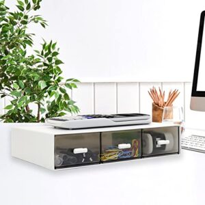 desk organizer drawers-stackable desk drawer organizer, plastic storage drawers desktop storage great for office organization school home - 3 drawers (white)