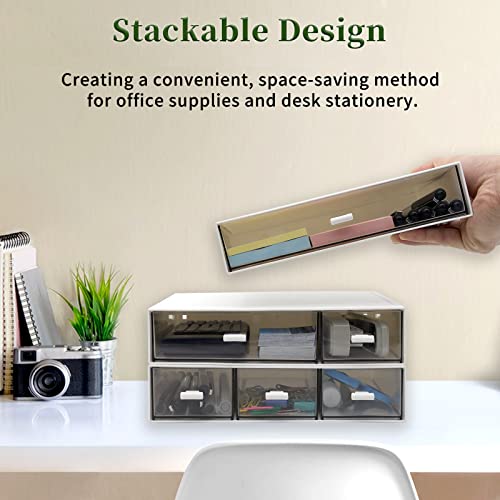 Desk Organizer Drawers-Stackable Desk Drawer Organizer, Plastic Storage Drawers Desktop Storage Great for Office Organization School Home - 3 Drawers (White)