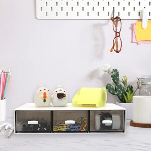 Desk Organizer Drawers-Stackable Desk Drawer Organizer, Plastic Storage Drawers Desktop Storage Great for Office Organization School Home - 3 Drawers (White)