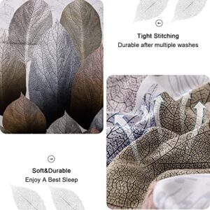 Drucon Botanical Comforter Set Queen, 7 Pieces Bed in A Bag Comforter Brown Leaves Comforter Queen Size Soft Microfiber Bedding Set for All Season