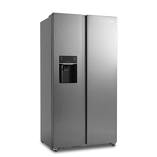 NUTRIFROST Side-by-Side Refrigerators with Ice Makers, 18.1 Cubic Feet No Frost Freestanding Freezer Fridge, 2 Door Full Size Refrigerator for Kitchen/Office/Commercial, Stainless Steel Grey