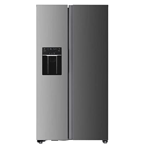 NUTRIFROST Side-by-Side Refrigerators with Ice Makers, 18.1 Cubic Feet No Frost Freestanding Freezer Fridge, 2 Door Full Size Refrigerator for Kitchen/Office/Commercial, Stainless Steel Grey