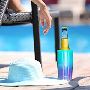 CHILLOUT LIFE Skinny Can Cooler for 12oz Standard or Tall Slim Cans & Beer Bottles | 4 in 1 Stainless Steel Insulated 12 oz Universal Can Cooler, Fits Most Car Cup Holders - Purple Green