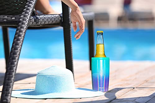 CHILLOUT LIFE Skinny Can Cooler for 12oz Standard or Tall Slim Cans & Beer Bottles | 4 in 1 Stainless Steel Insulated 12 oz Universal Can Cooler, Fits Most Car Cup Holders - Purple Green