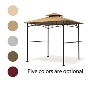 Grill Gazebo Replacement Top Tumjay BBQ Canopy 5' X 8' Gazebo Roof Outdoor Polyester Fabric Double Tired Grill Shelter Only Fit for Model L-GG001PST-F (Khaki)