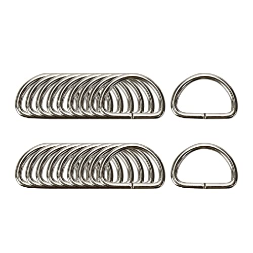 Tsnamay 20Pcs 0.39 Inch Metal D Rings Buckles Antique for Belts Bags DIY Leathercraft,Silver 10mm