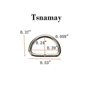 Tsnamay 20Pcs 0.39 Inch Metal D Rings Buckles Antique for Belts Bags DIY Leathercraft,Silver 10mm