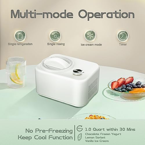 Antarctic Star Ice Cream Maker for Gelato, Freezen Yogurt, Ice Cream Sorbet, Compact Size, Knob-Operated Control, Upper Mixing, Good Choice for Kids