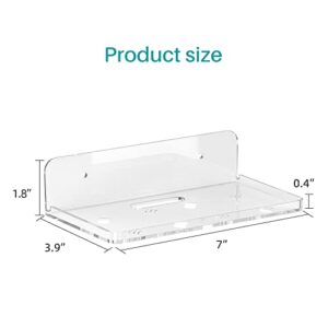 Wall Mount Floating Shelves for 2 Pcs Security Camera Shelf Mini Speaker Other Small Items in Bedroom Bathroom Kitchen Living Room Clear Mini Shelf Flexible Use for Wall Space(S+L)