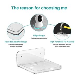 Wall Mount Floating Shelves for 2 Pcs Security Camera Shelf Mini Speaker Other Small Items in Bedroom Bathroom Kitchen Living Room Clear Mini Shelf Flexible Use for Wall Space(S+L)