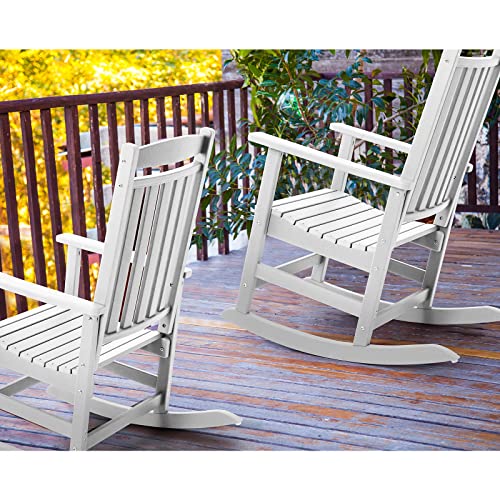 Patio Rocking Chairs Set of 4,Poly Lumber Rocker,All Weather Rocking Chair Outdoor,High Back Porch Rocker,Wide Plastic Rocking Chair for Adult,360lbs