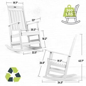 Patio Rocking Chairs Set of 4,Poly Lumber Rocker,All Weather Rocking Chair Outdoor,High Back Porch Rocker,Wide Plastic Rocking Chair for Adult,360lbs