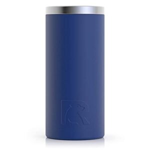 RTIC Skinny Can Cooler Slim, Insulated, Beer, Beverage, Soda Can Cooler with Lid, Stainless Steel Metal, Double Wall Insulation Coozie for Cans, Sweat Proof, Fits all 12oz Slim Cans, Gulf Blue, Matte