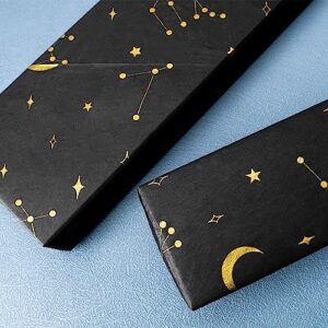 MR FIVE 100 Sheets Galaxy Tissue Paper Bulk,20" x 14",Black with Gold Moon and Star Tissue Paper for Gift Bags,Moon Star Gift Wrapping Tissue Paper for Birthday,Christmas Holiday