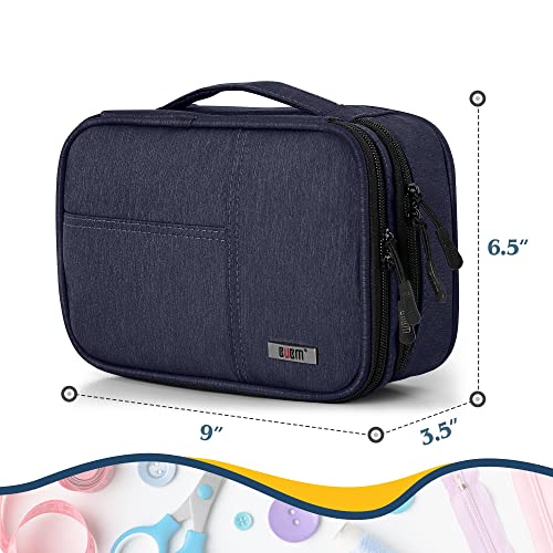 BUBM Double Layer Sewing Organizer with Detachable Dividers, Sewing Supplies Organizer for Sewing Kits (Bag ONLY), Dark Blue