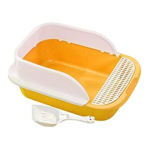 ＫＬＫＣＭＳ cat litter box with scooper detachable tall cat litter box with frame cat litter pan kitten litter pan kitty litter tray kitty litter pan, yellow, large