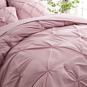 Ubauba Full Size Comforter Sets with Sheets-Pinch Pleating 7 Pieces Bed in a Bag Pink Bed Set with Comforters, Sheets, Pillowcases & Shams,Bedding Sets Full,(Pink,Full)