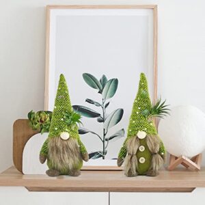 Mailin 2Pcs Succulent Gnomes Plush Green Gnomes Decorations for Home Tiered Tray Decor Farmhouse Decor Tomte Scandinavian Gnomes Dolls Gift for Plant Lover