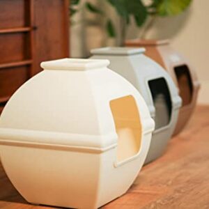 Good Pet Stuff, The Courtyard Hidden Litter Box, Artificial Plants & Enclosed Square Cat Planter Litter Box, Vented & Odor Filter, Easy to Clean, White Birch