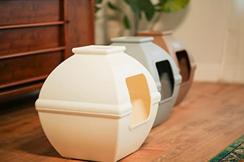 Good Pet Stuff, The Courtyard Hidden Litter Box, Artificial Plants & Enclosed Square Cat Planter Litter Box, Vented & Odor Filter, Easy to Clean, White Birch