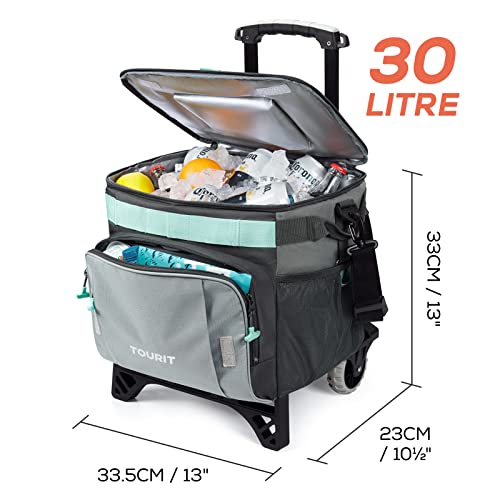 TOURIT 50-Can Collapsible Rolling Cooler Leakproof Insulated Soft Cooler Bag with Wheels and All-Terrain Cart for Beach, Camping, Patio Travel, Outdoor, Ball Fields