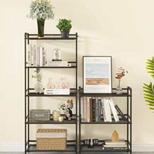 Hzuaneri 3-Tier Storage Racks - with 4 Wheels, Metal Industrial Standing Shelf Units with 6 Hooks, for Kitchen, Living Room, Bathroom, Entryway, Easy Assembly, Black SS02801B