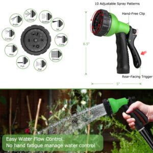 Metal Garden Hose 50ft, Stainless Steel Water Hose with 10 Function Sprayer Nozzle & Adjustable Nozzle, Rust Proof Kink Free & Tangle Free Flexible Water Pipe for Watering & Washing