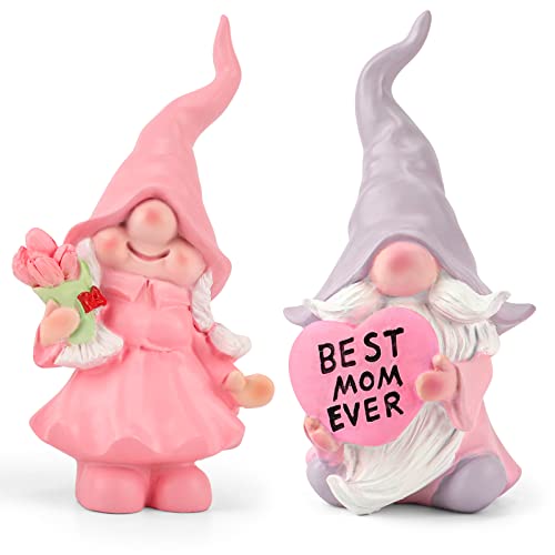 Zonling Gifts for Mom from Daughter - Mother Day Gnomes Figurines Gift, 2 Pcs Cute Gnomes Decorations for Home Birthday Gifts Best Mom Ever Ornaments