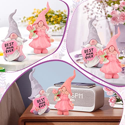 Zonling Gifts for Mom from Daughter - Mother Day Gnomes Figurines Gift, 2 Pcs Cute Gnomes Decorations for Home Birthday Gifts Best Mom Ever Ornaments