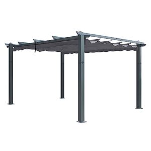 veikou 10x13ft pergola, aluminum pergola w/thicker post & upgraded retractable pergola canopy, metal pergolas and gazebos heavy-duty outdoor shelter for porch yard, grey