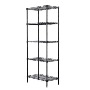 Standing Shelf Units 5 Tier Changeable Assembly Carbon Steel Heavy Duty Shelving Unit Wire Shelving Unit for Home Kitchen Metal Assembly Shelf Storage Rack Laundry Bathroom Kitchen Pantry Closet Black