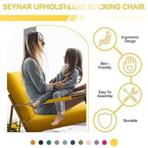 SEYNAR Rocking Chair,Upholstered Accent Chairs,Comfy Glider Living Room Chairs for Padded Seat with Golden High Armrest,Rocking Chair Nursery for Living Room,Dining Room,Bedroom,Kitchen(Yellow)