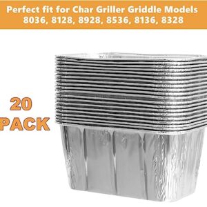 Griddle Grease Cup Liners for Char Griller Accessories, Aluminum Grill Pans Disposable for Char Griller Griddle 8036 8128 8928 8536 8136 8328 Replacement Parts, Foil Pans for Char Griller Grease Trap