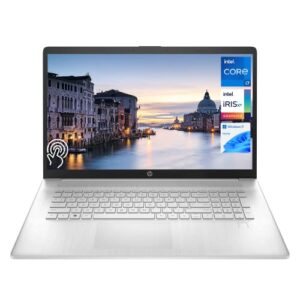 hp newest laptop, 17.3” hd+ touchscreen display, 12th gen intel core i7-1255u processor, 16gb ram, 2tb pcie ssd, backlit keyboard, fingerprint reader, wi-fi, windows 11 home, silver