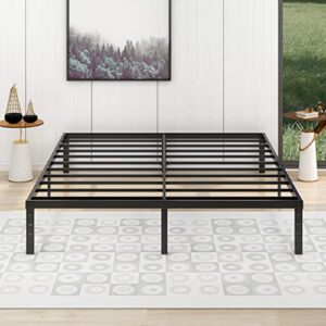 alazyhome California King Size Bed Frame 14 Inch Metal Platform Bed Frame Heavy Duty Steel Slats Support No Box Spring Needed Noise-Free Easy Assembly Black