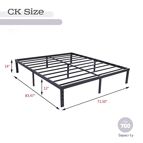 alazyhome California King Size Bed Frame 14 Inch Metal Platform Bed Frame Heavy Duty Steel Slats Support No Box Spring Needed Noise-Free Easy Assembly Black