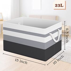 StorageTastic Storage Bin,Collapsible Storage Basket For Organizing,Large Storage Boxes With Rope Handles,Storage Containers,Clothes Organizer,Gradient Grey,Pack of 3