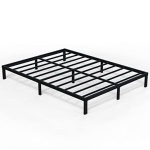 EMODA Queen Bed Frame No Box Spring Needed 10 Inch Heavy Duty Metal Platform BedFrame Queen Size with Steal Slats, Easy Assembly, Black