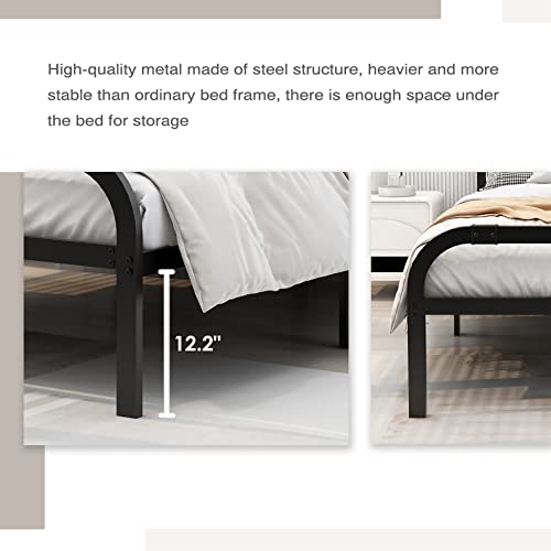 alazyhome Metal Platform Heavy Duty Twin XL Size Bed Frame with Headboard and Footboard Sturdy Steel Support No Box Spring Needed Easy Assembly Black