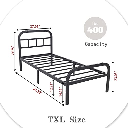 alazyhome Metal Platform Heavy Duty Twin XL Size Bed Frame with Headboard and Footboard Sturdy Steel Support No Box Spring Needed Easy Assembly Black