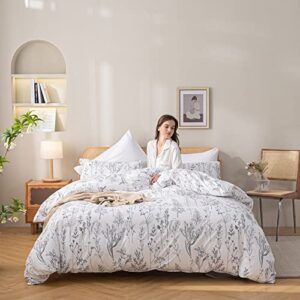 JANZAA Full Size Comforter Sets Bed in a Bag White Comforter Bedding Sets Floral Comforter Sets for All Season with Fitted Sheet Flat Sheet Pillow Cases and Shams 7 Piece