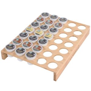 noli - bamboo coffee pod organizer for drawers can hold up to 35 k cup organizer - coffee station organizer and storage - k cup holder deals for kitchen and office