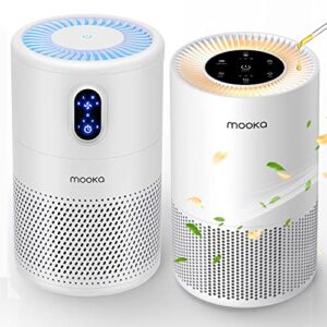 medium size combo set, mooka air purifiers for home large room, h13 true hepa air filter cleaner, odor eliminator, remove smoke dust pollen pet dander