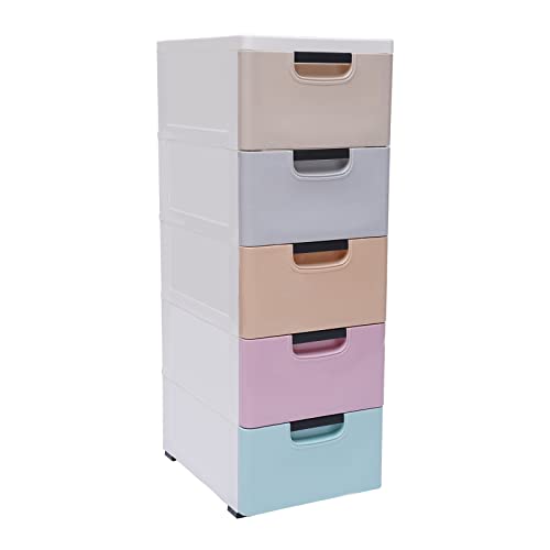 LUGBING Plastic Drawers Organizer, 15.75"x11.81"x33.07" Storage Drawers Containers with 5 Drawers for Living Room Bedroom Office