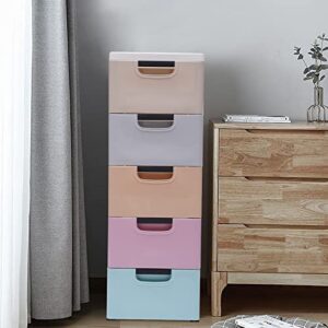 LUGBING Plastic Drawers Organizer, 15.75"x11.81"x33.07" Storage Drawers Containers with 5 Drawers for Living Room Bedroom Office