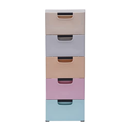 LUGBING Plastic Drawers Organizer, 15.75"x11.81"x33.07" Storage Drawers Containers with 5 Drawers for Living Room Bedroom Office